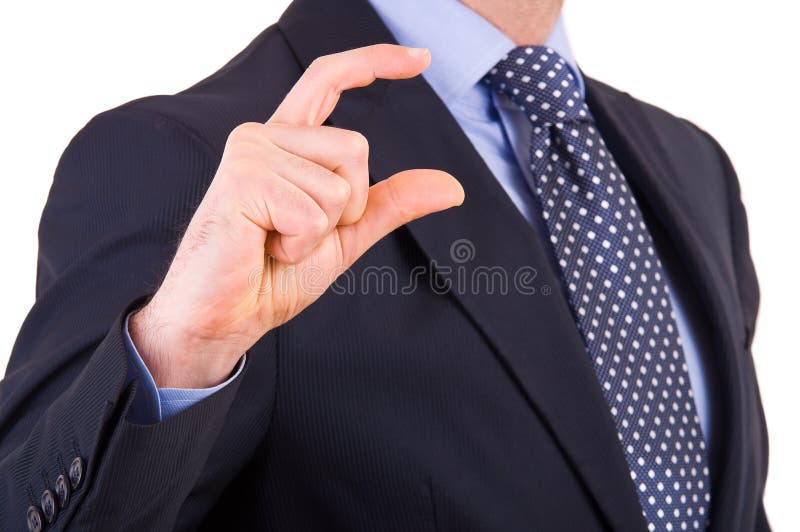 Businessman Gesturing Small Size with Fingers. Stock Photo - Image of ...
