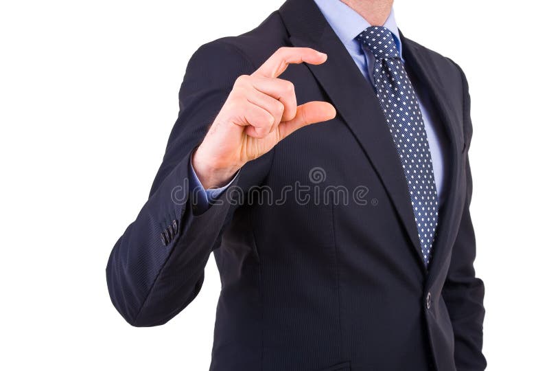 Businessman Gesturing Small Size with Fingers. Stock Photo - Image of ...