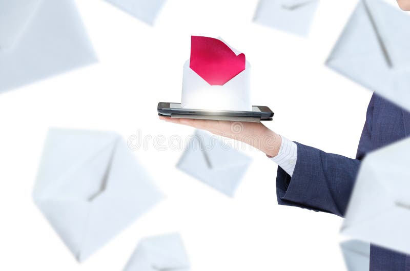 Businessman Get an Email Message on a Mobile Computer. Stock Photo ...