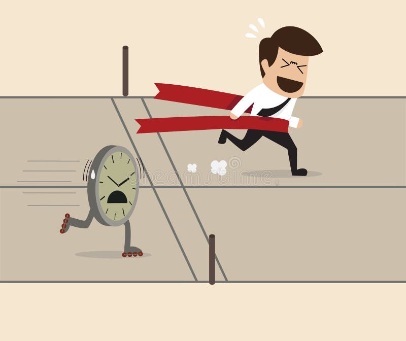 Businessman Get Win Over a Clock on the Running Track Stock ...