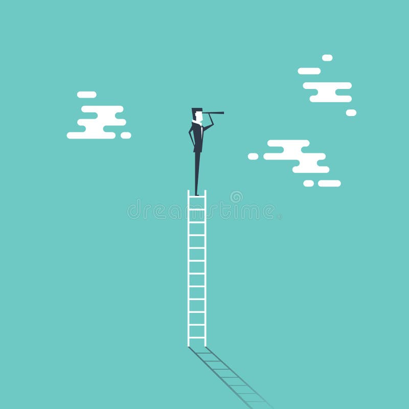 Businessman Gets a Better View on the Ladder. Stock Vector ...