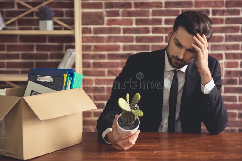 Businessman getting fired stock image. Image of negative - 87315749