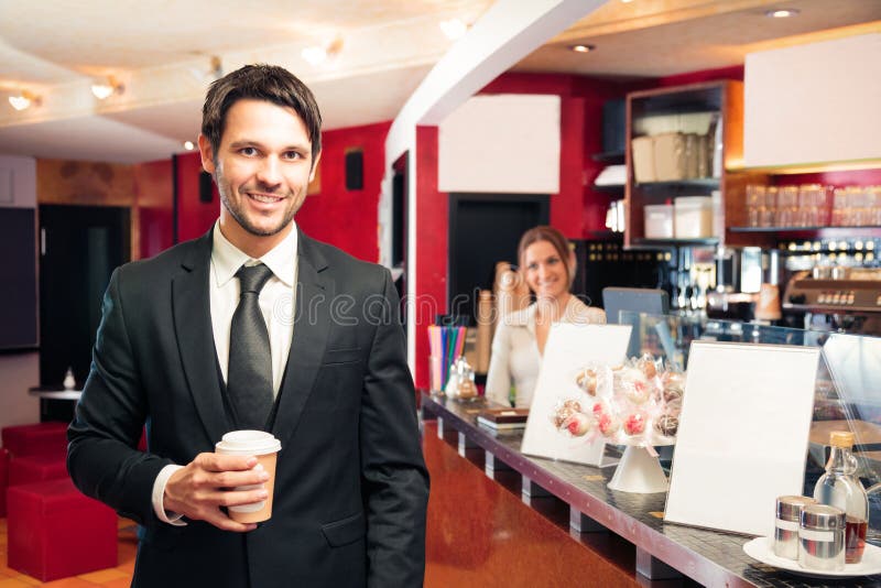 Businessman Getting His Early-morning Coffee Stock Photo - Image of ...