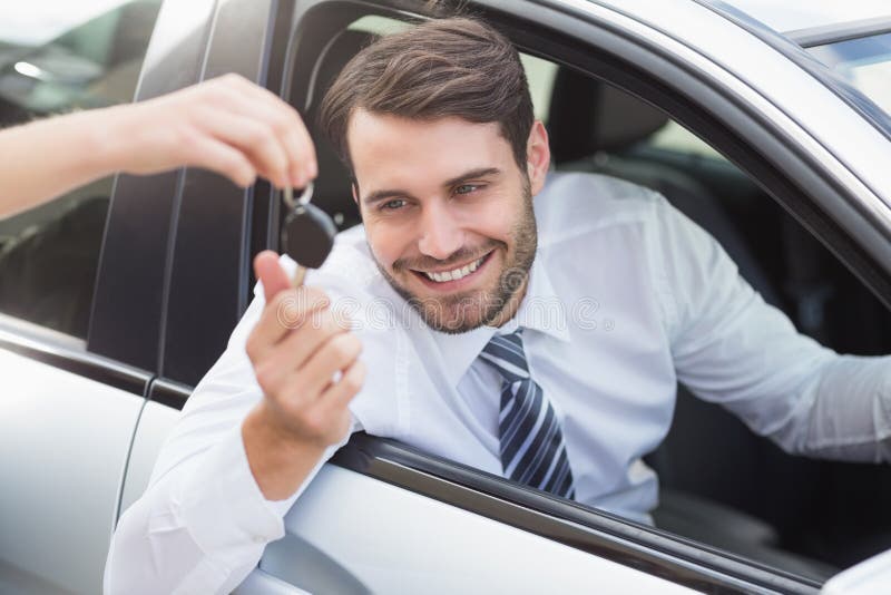 Businessman Getting His New Car Key Stock Image - Image of stylish ...