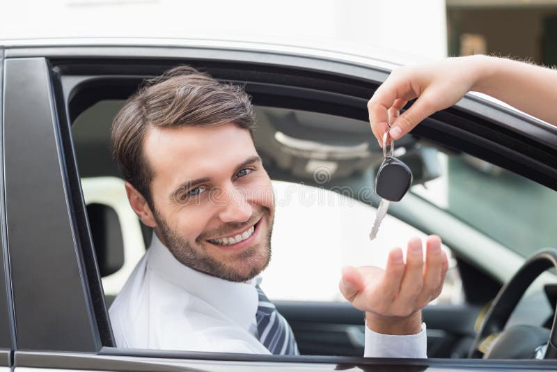 Businessman Getting His New Car Key Stock Image - Image of driving ...