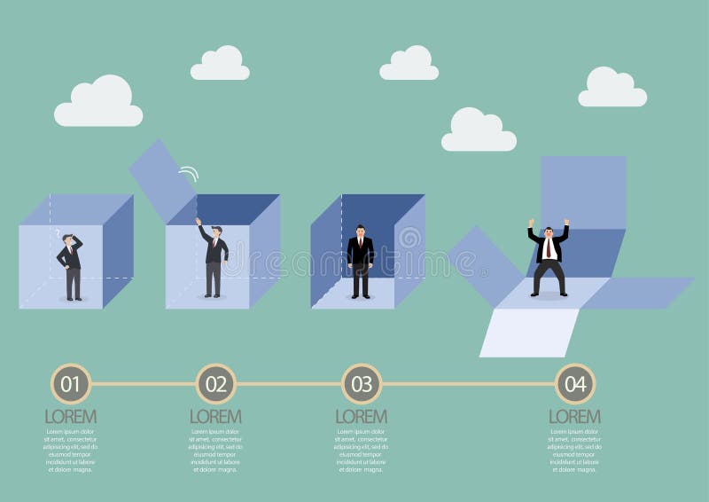 Businessman is Getting Out of the Box Infographic Stock Vector ...