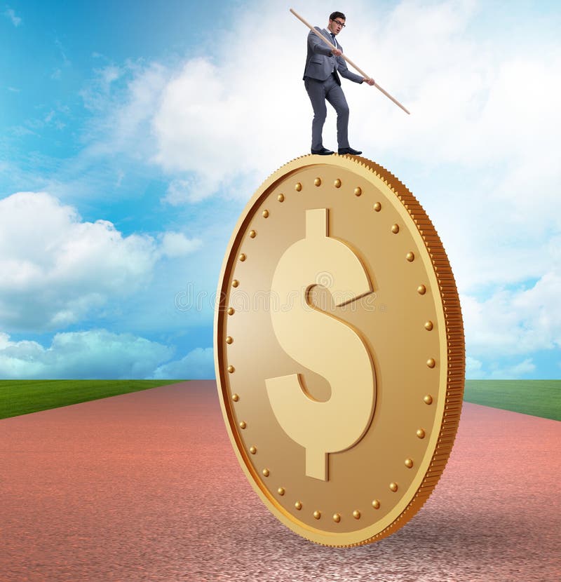 Businessman with Giant Golden Dollar Coin Stock Image - Image of budget ...