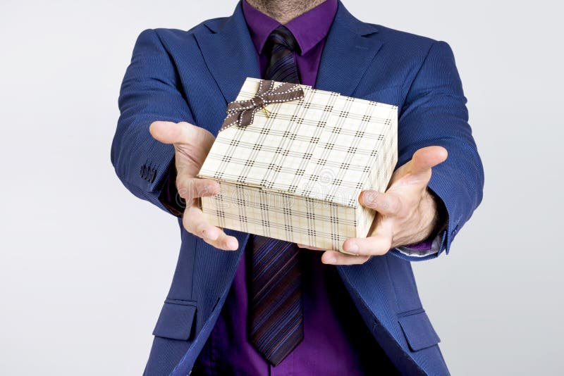 Businessman with gift stock image. Image of giving, birthday - 528057