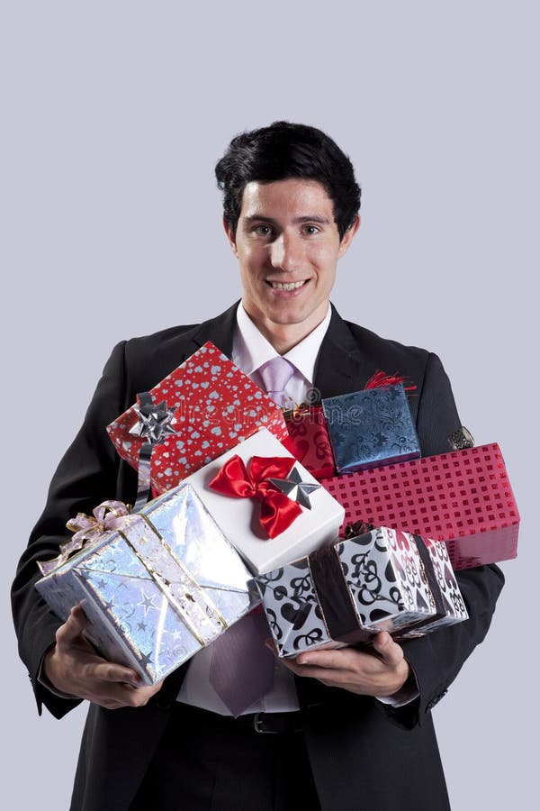 Businessman With A Gift Package Stock Image - Image of give, caucasian ...