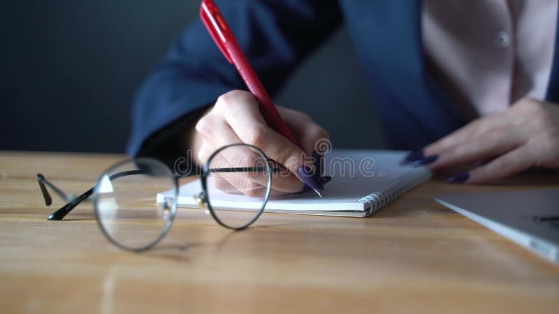The Businessman Girl is Preparing To Write Down Important Information ...