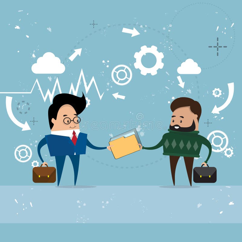 Businessman Give Businesswoman Paper Document File Business People ...