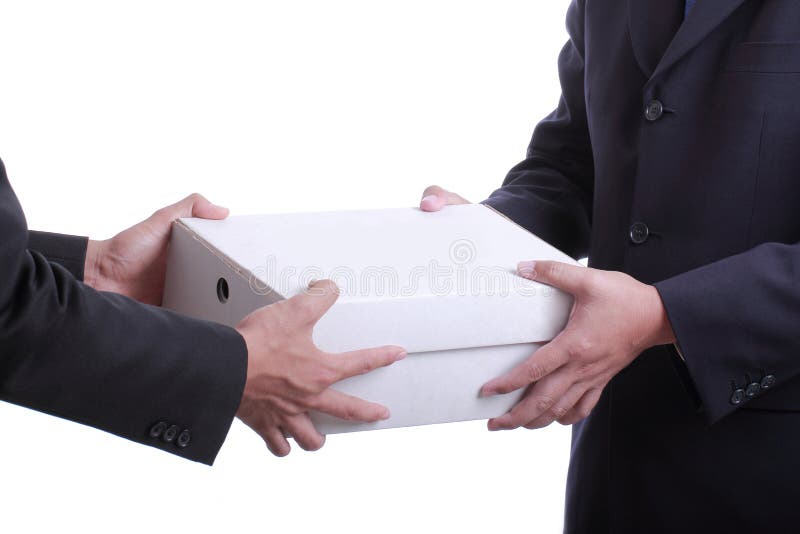 Businessman Give Gift for Good Relationship Stock Photo - Image of blue ...