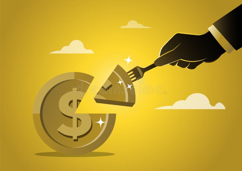 Businessman is Given a Slice of Money on a Fork and Dollar Sign Coin ...