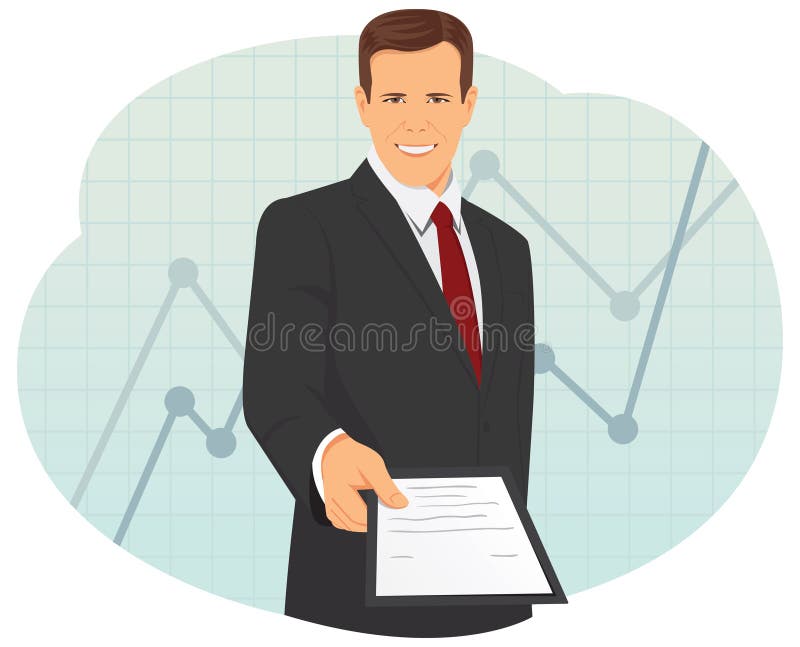 Businessman is Giving a Contract Stock Vector - Illustration of agent ...