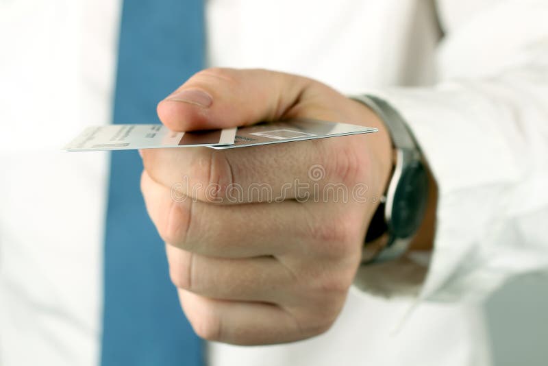 Businessman Giving a Credit Card Stock Photo - Image of cash, debt ...