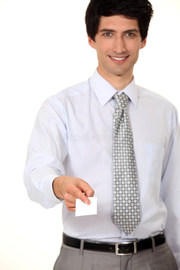 Businessman Giving His Card Stock Image - Image of exchange, corporate ...