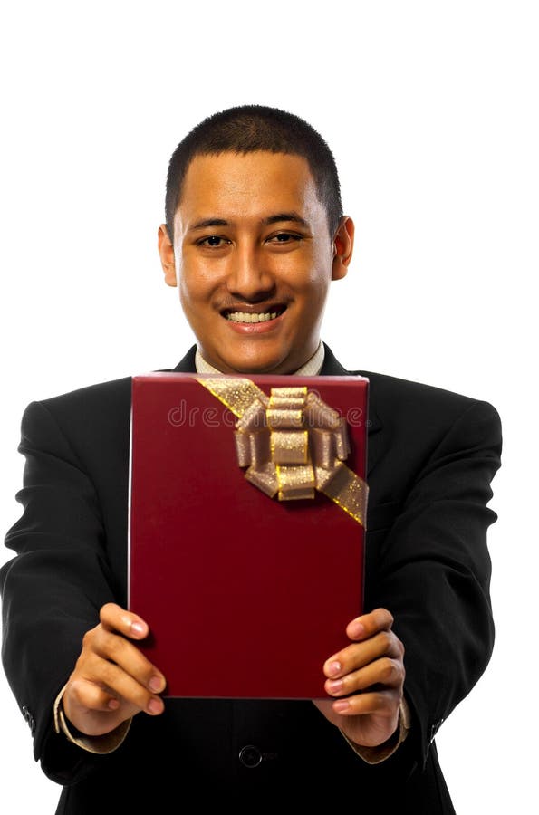 Businessman Giving Present stock image. Image of hand - 13304461