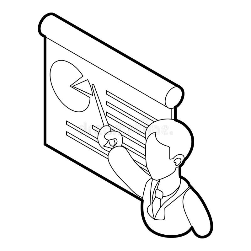 Businessman Giving Presentation with a Board Icon Stock Vector ...