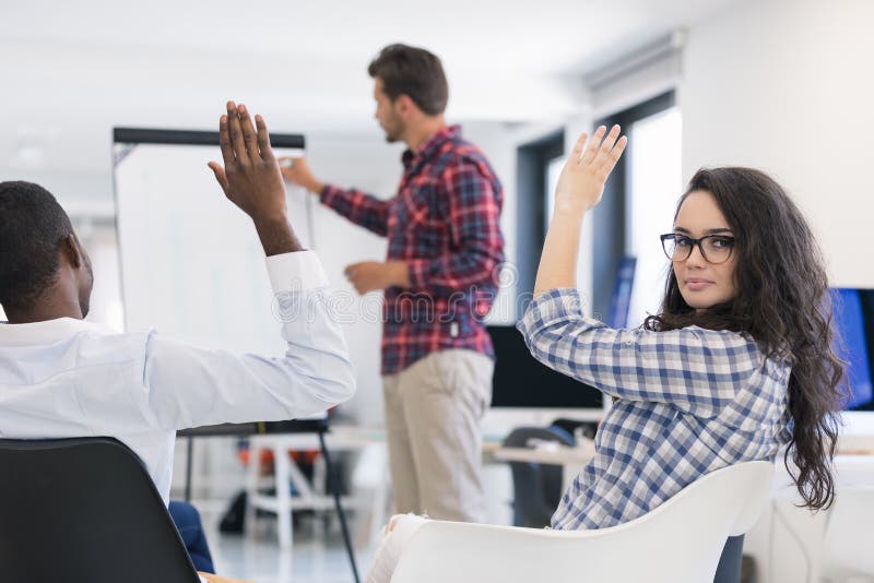 Businessman Giving a Presentation To His Colleagues at Work Stock Image ...