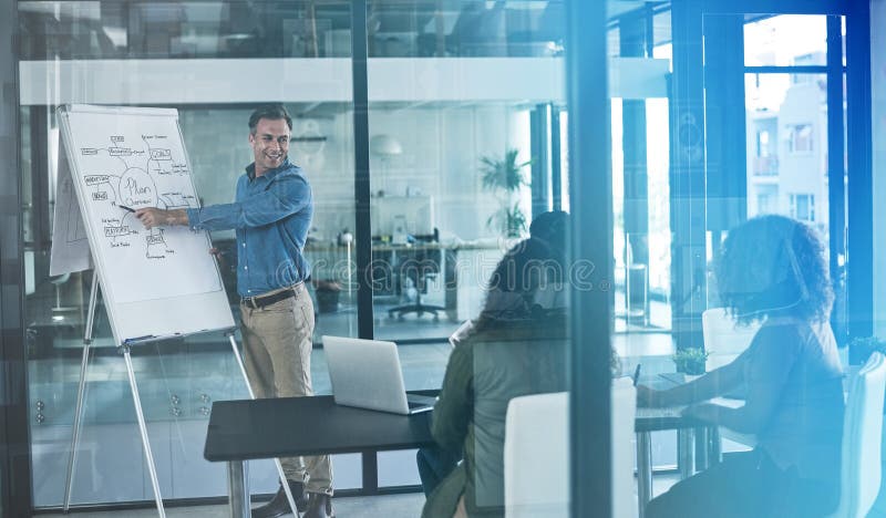 Businessman Glass Teaching Presentation Training Project Organizing ...