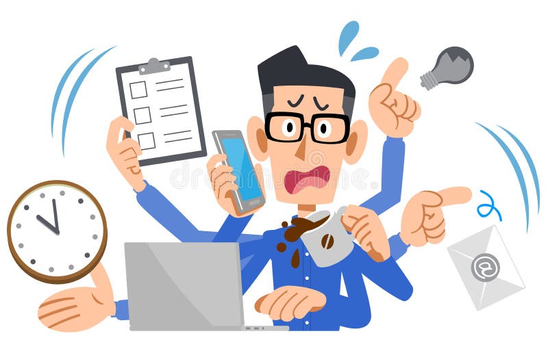 Businessman with Glasses that Does Not Work Well from Home Stock Vector ...