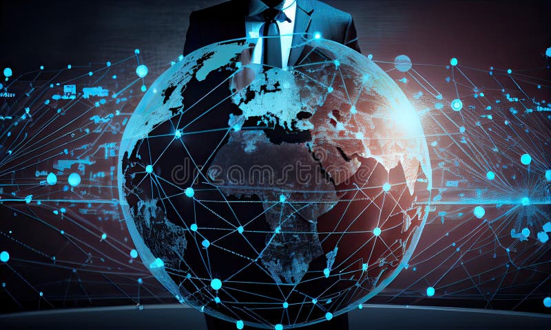 Businessman and Global Network, Data Exchanges Over the World ...