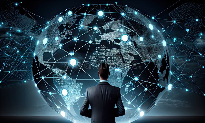 Businessman and Global Network, Data Exchanges Over the World ...