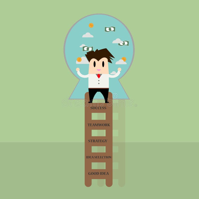 Businessman Going Up on Ladder To Success, 5 Step for Success Stock ...