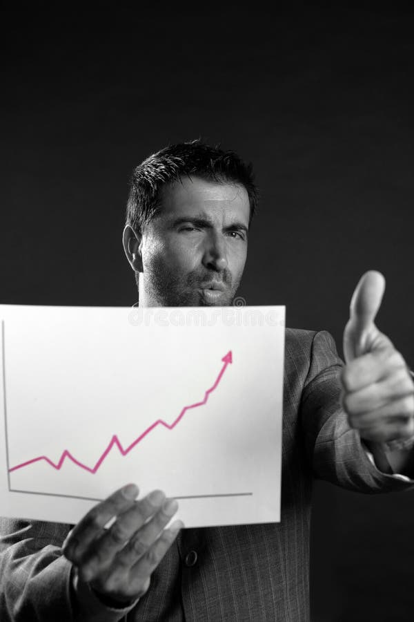 Businessman with Bad Sales Reports Chart Stock Photo - Image of graph ...