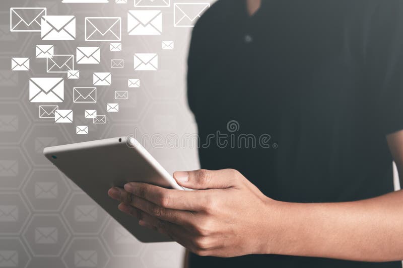 Business Man Got the Email Message from Smart Phone. Information ...