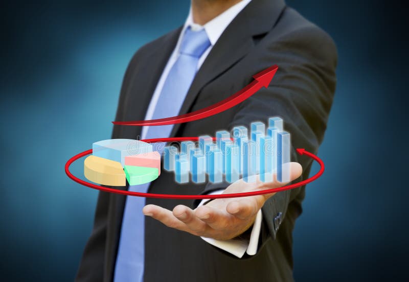 Businessman graph concept stock illustration. Illustration of growing ...