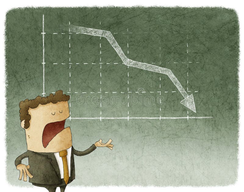 Businessman and Graph Finance Down Stock Illustration - Illustration of ...