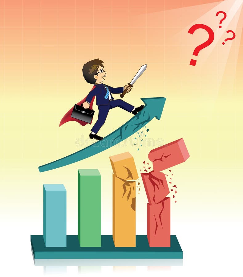 Businessman on the Graph and Go Running Fights Problem Stock Vector ...