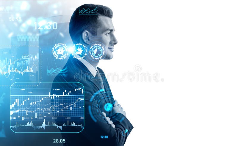 Businessman Graph Hud with Chart, Statistics and Data, Forex Diagrams ... Businessman Graph Hud with Chart, Statistics and Data, Forex Diagrams ...