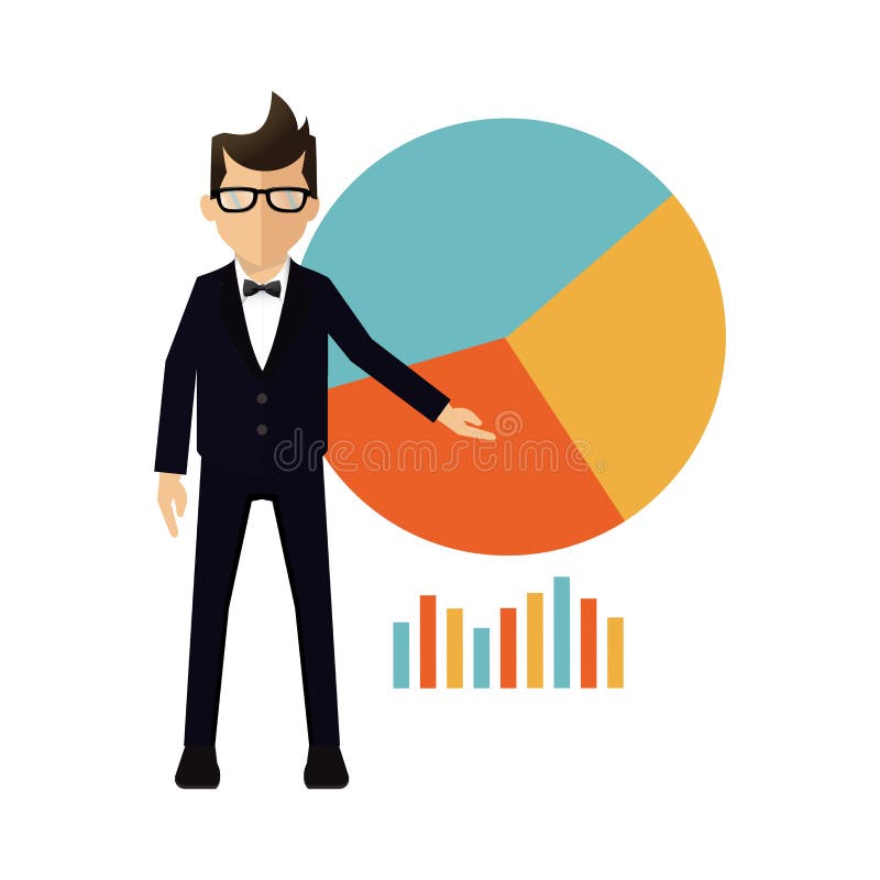 3d Man Businessman and Graphic Stock Illustration - Illustration of ...