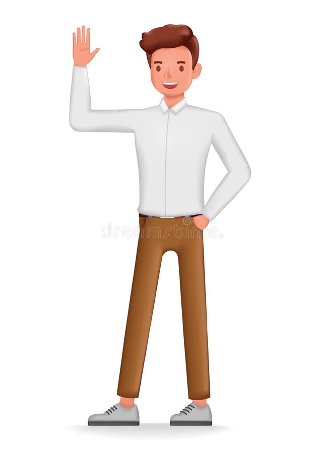 Businessman Greeting and Say Hello Character Design. 3d Vector ...