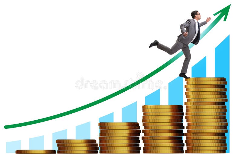 Businessman in the Growth Concept with Coins Chart Stock Photo - Image ...