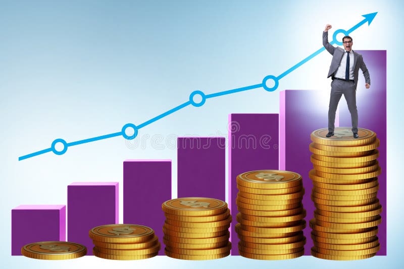 Businessman in the Growth Concept with Coins Chart Stock Photo - Image ...