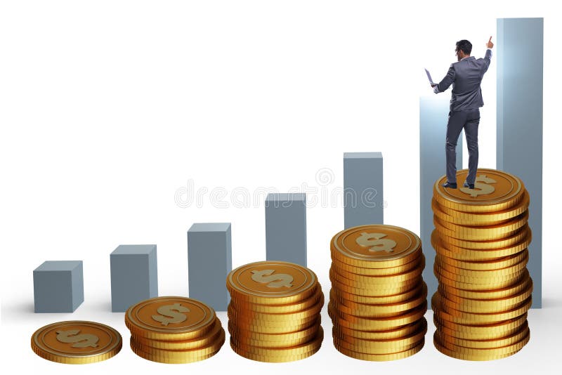 Businessman in the Growth Concept with Coins Chart Stock Image - Image ...