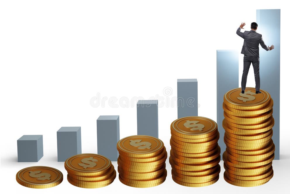 Businessman in the Growth Concept with Coins Chart Stock Photo - Image ...
