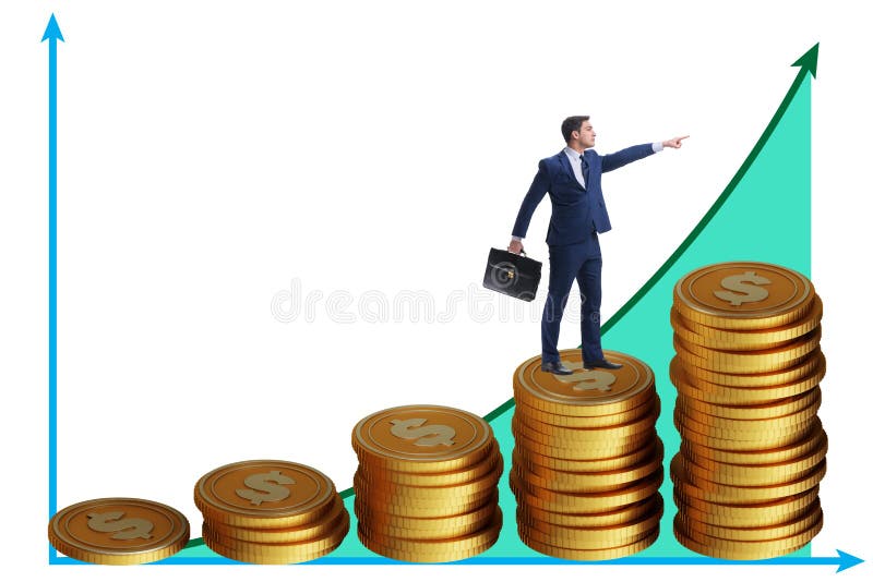 Businessman in the Growth Concept with Coins Chart Stock Image - Image ...
