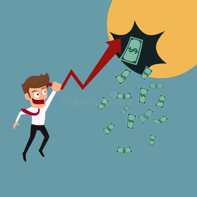 Businessman Growth Graph Make Benefit and Get Money. Stock Vector ...