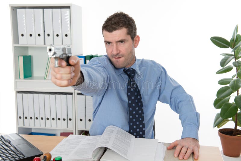 Businessman with a gun stock photo. Image of discharge - 38372432
