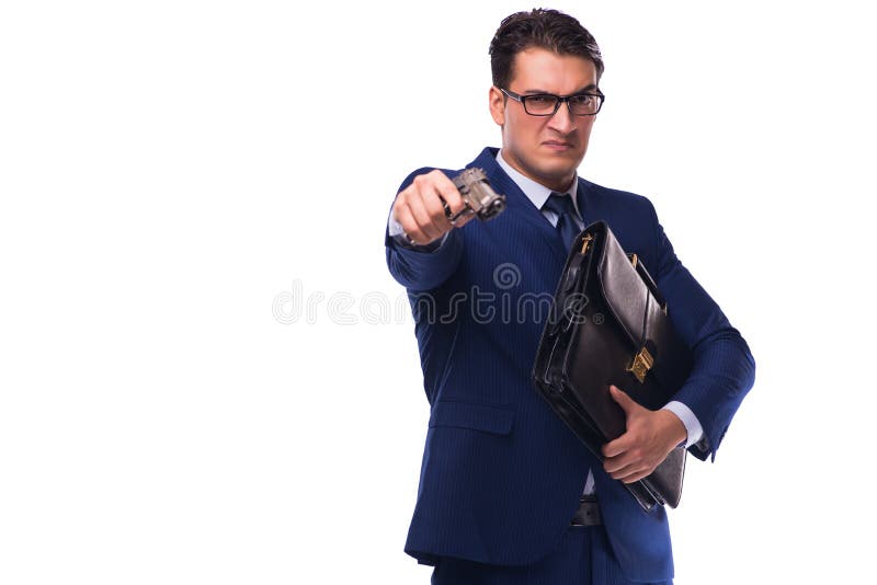 The Businessman with Gun Isolated on White Stock Photo - Image of ...