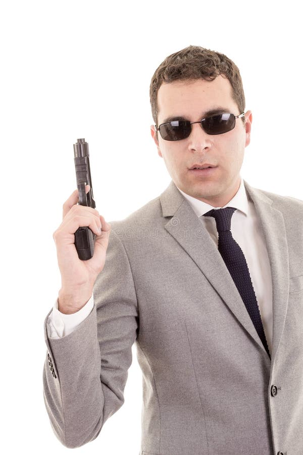 Businessman with Gun Isolated on White Stock Image - Image of hand ...