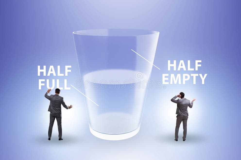Businessman in Half Empty Half Full Glass Concept Stock Image - Image of business, liquid: 260477217