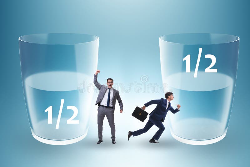 Businessman in Half Empty Half Full Glass Concept Stock Photo - Image ...
