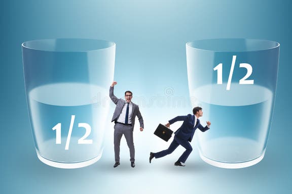 Businessman in Half Empty Half Full Glass Concept Stock Photo - Image of optimist, clear: 260477252
