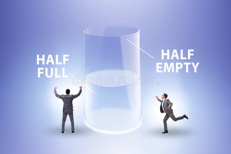Businessman in Half Empty Half Full Glass Concept Stock Photo - Image ...
