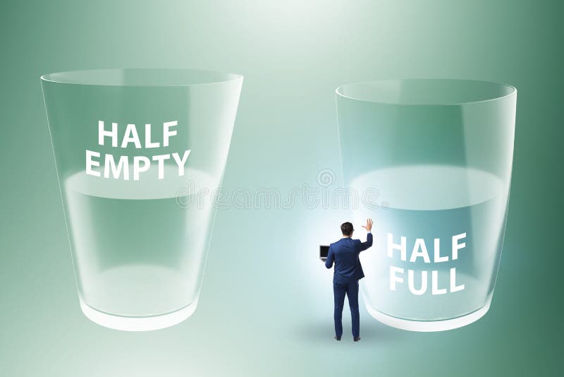 Businessman in Half Empty Half Full Glass Concept Stock Image - Image ...